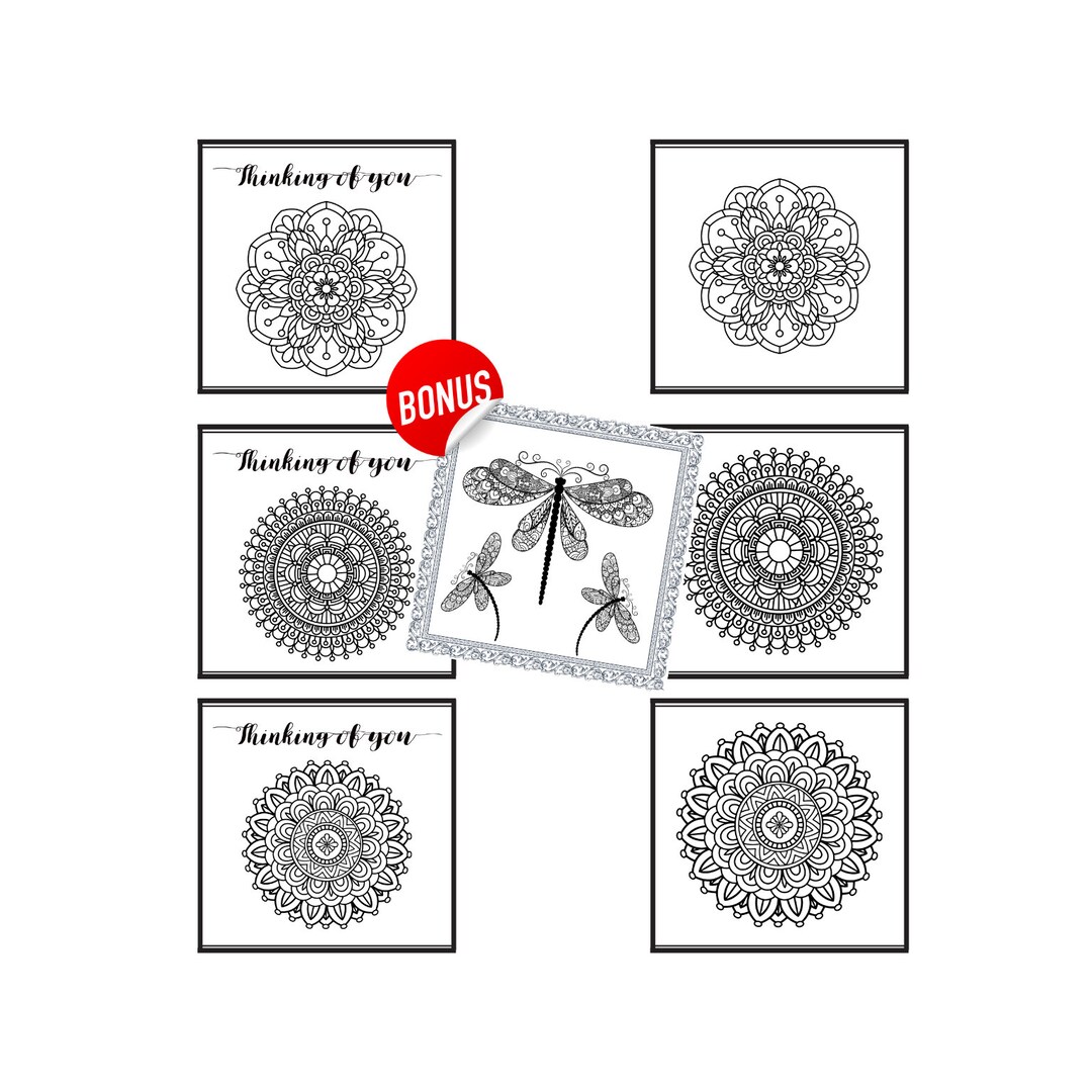 Printable Digital-color Your Card Collection: Thinking of You Mandala ...