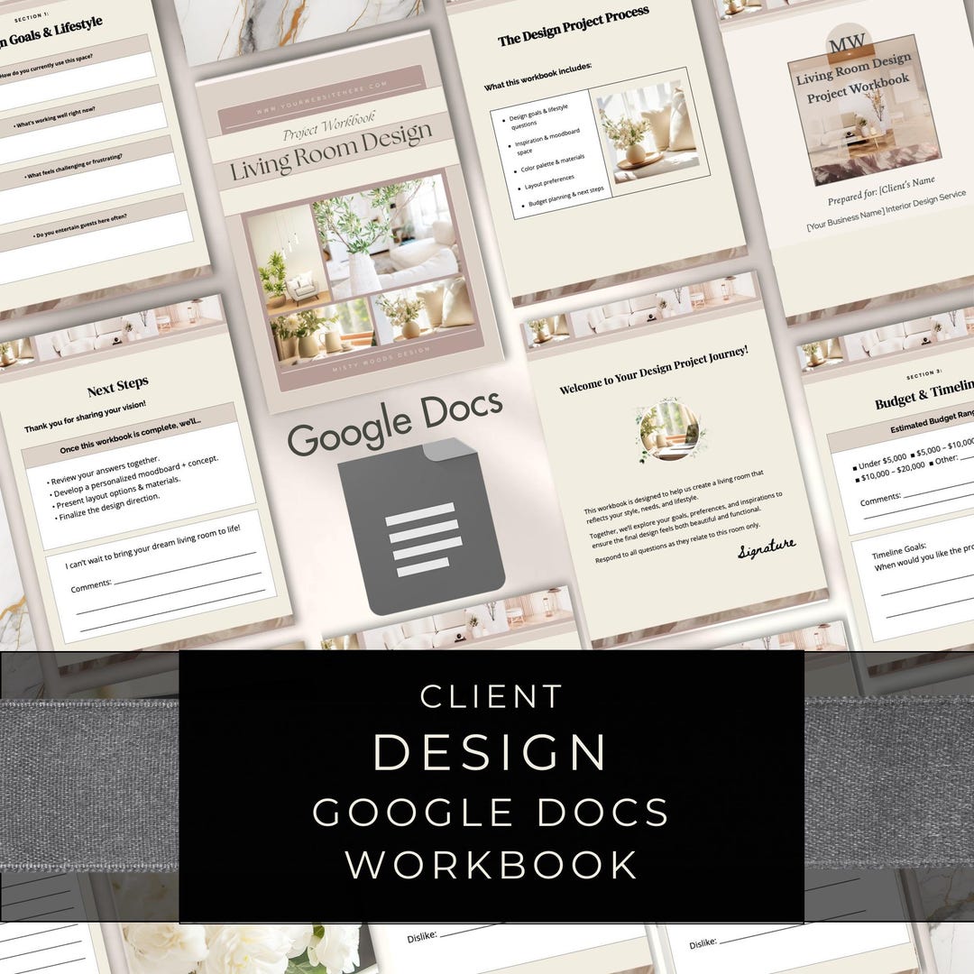 Interior Designer Business | Onboarding Client Workbook | Full Conte ...
