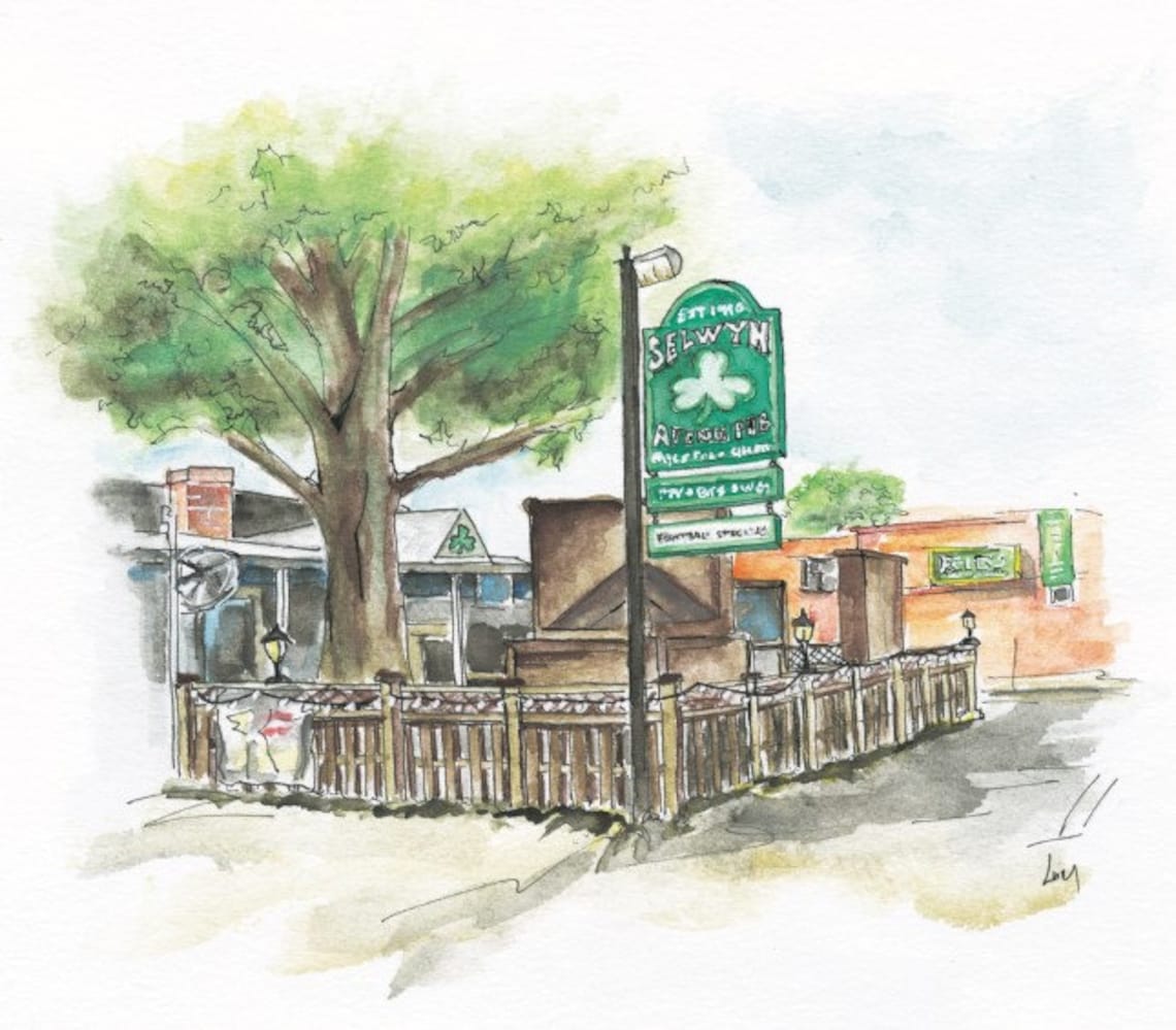 Selwyn Pub - Charlotte, NC - 8x10 Inch Print of Original Watercolor of ...