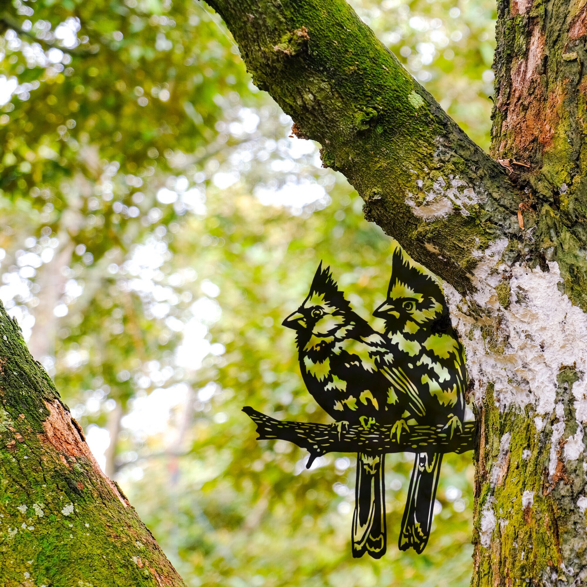 Cardinal on a Branch Metal Tree Stake Rustic Garden Bird Bird Lovers ...