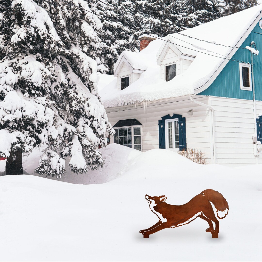 Rustic Metal Fox Garden Stake Rusty Foxes Yard Art Garden Decoration ...