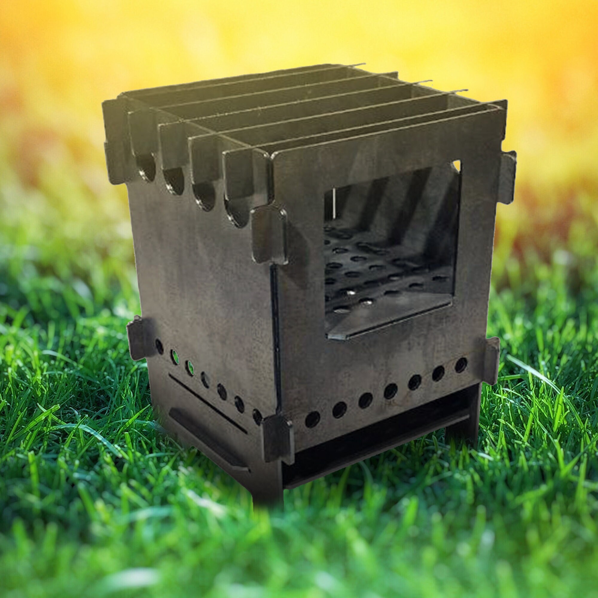 Mini Portable Flat Pack Rocket Stove Camping Wood Stove Backyard Metal ...