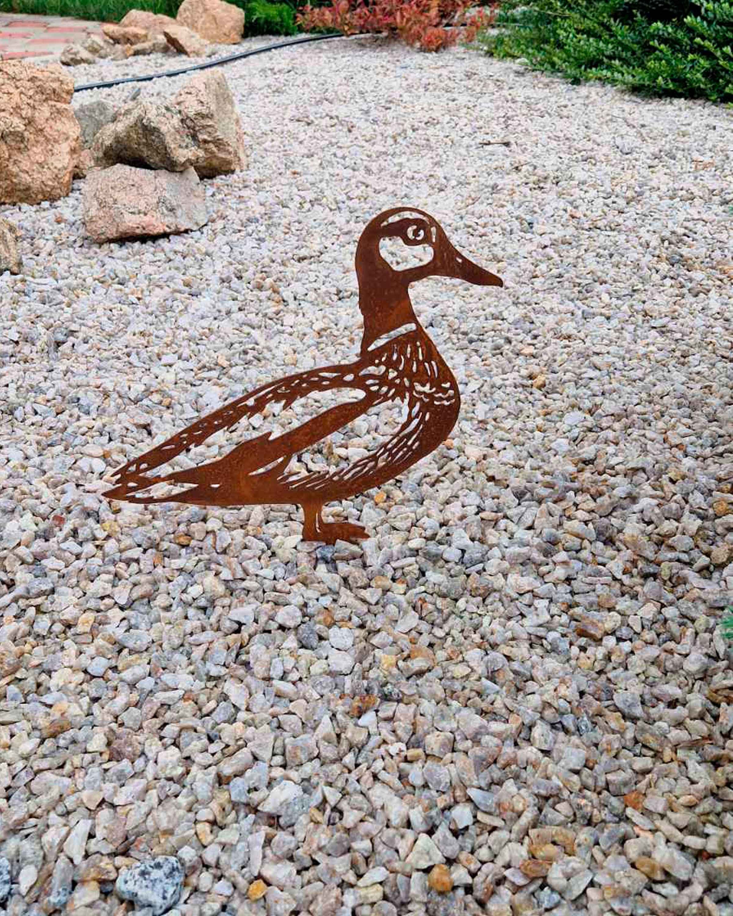 Rusty Metal Duck Statue Duck Garden Stakes Metal Duck Silhouette Metal ...