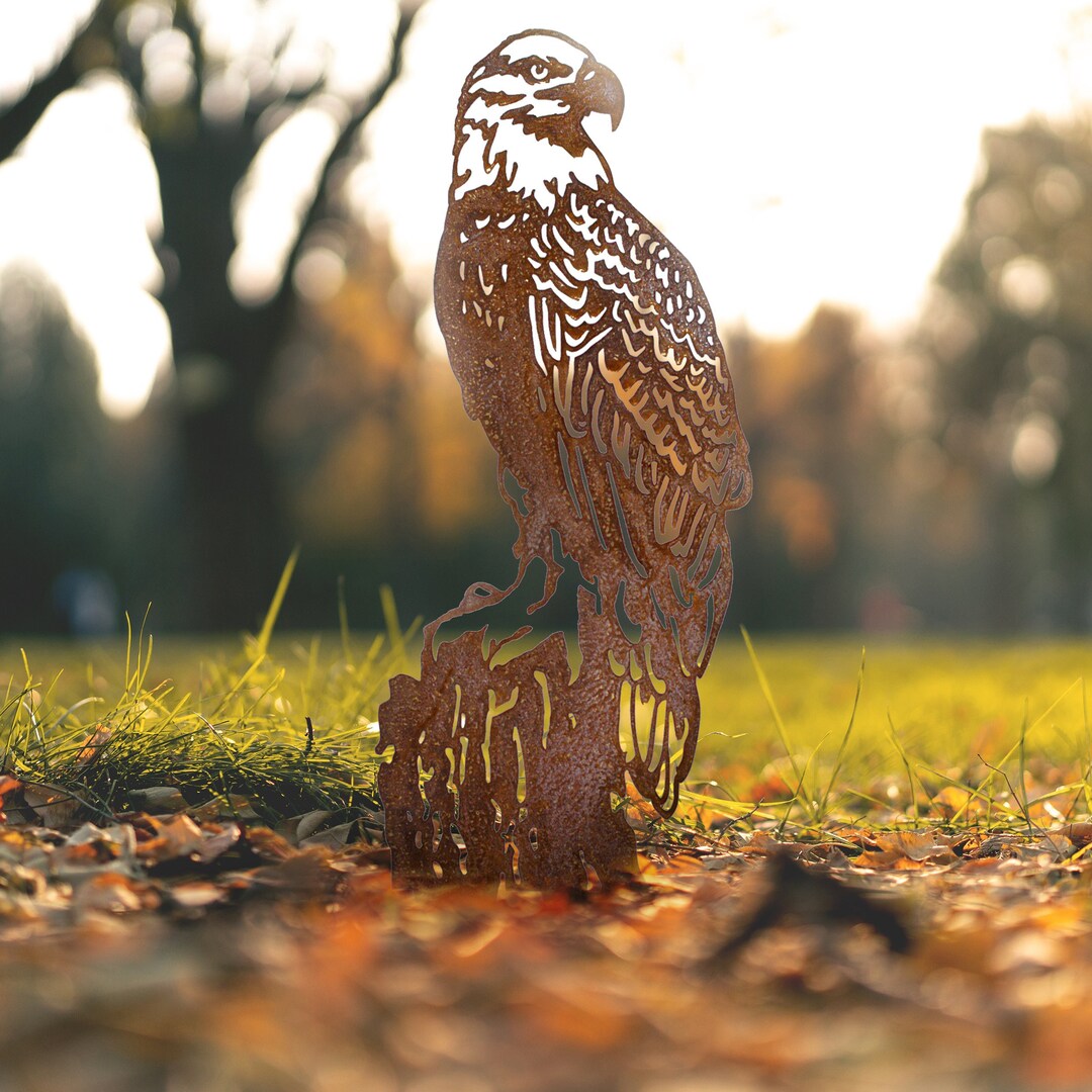 Eagle Rustic Garden Plug Corten Eagle Metal Garden Stake Custom Metal ...
