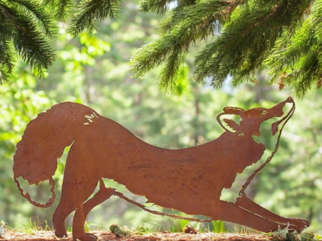 Rustic Metal Fox Garden Sculpture Corten Fox Rusty Metal Fox Yard Decor ...