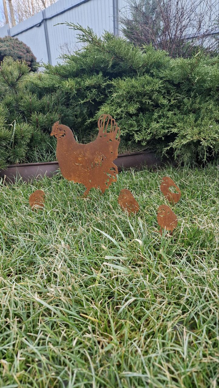 Chicken Corten Steel Animal Silhouette Farm Animal Yard Sculpture Metal ...