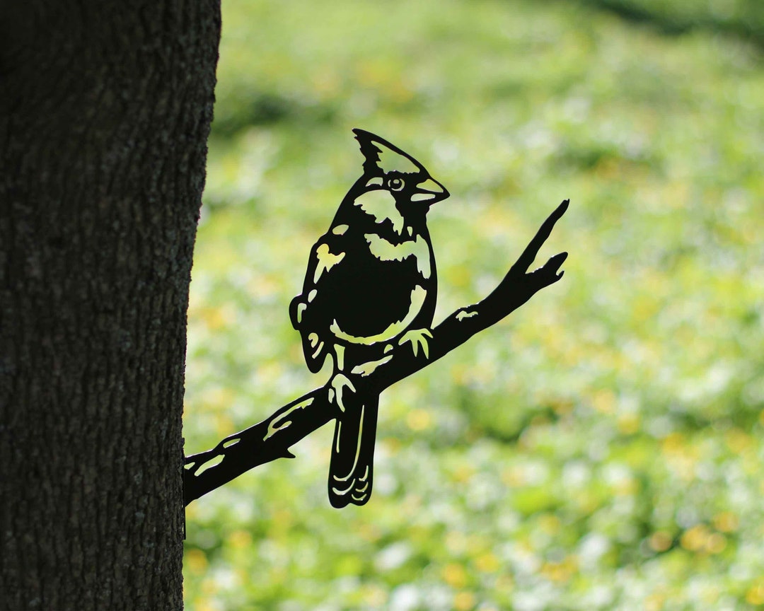 Cardinal Metal Sign Metal Tree Stake Metal Cardinal - Etsy
