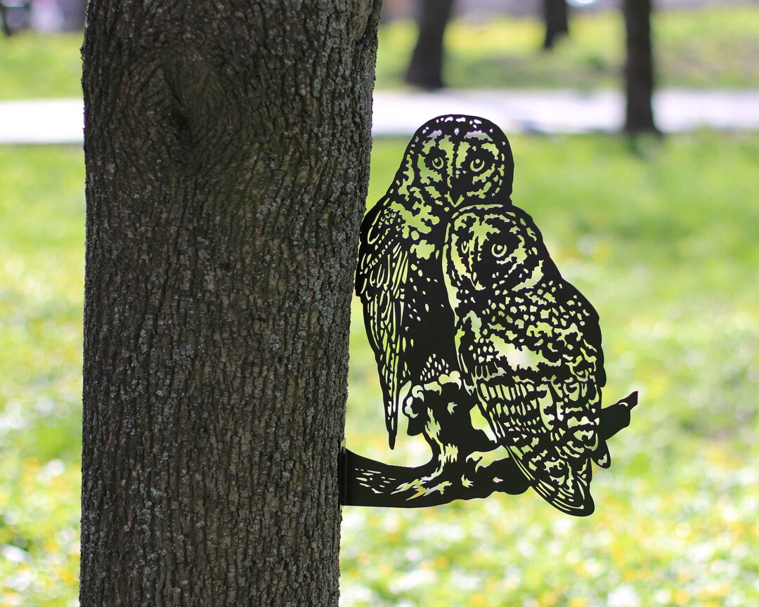 Metal Bird Tree Stake Owls Tree Stake for Gift and Garden Art Metal ...