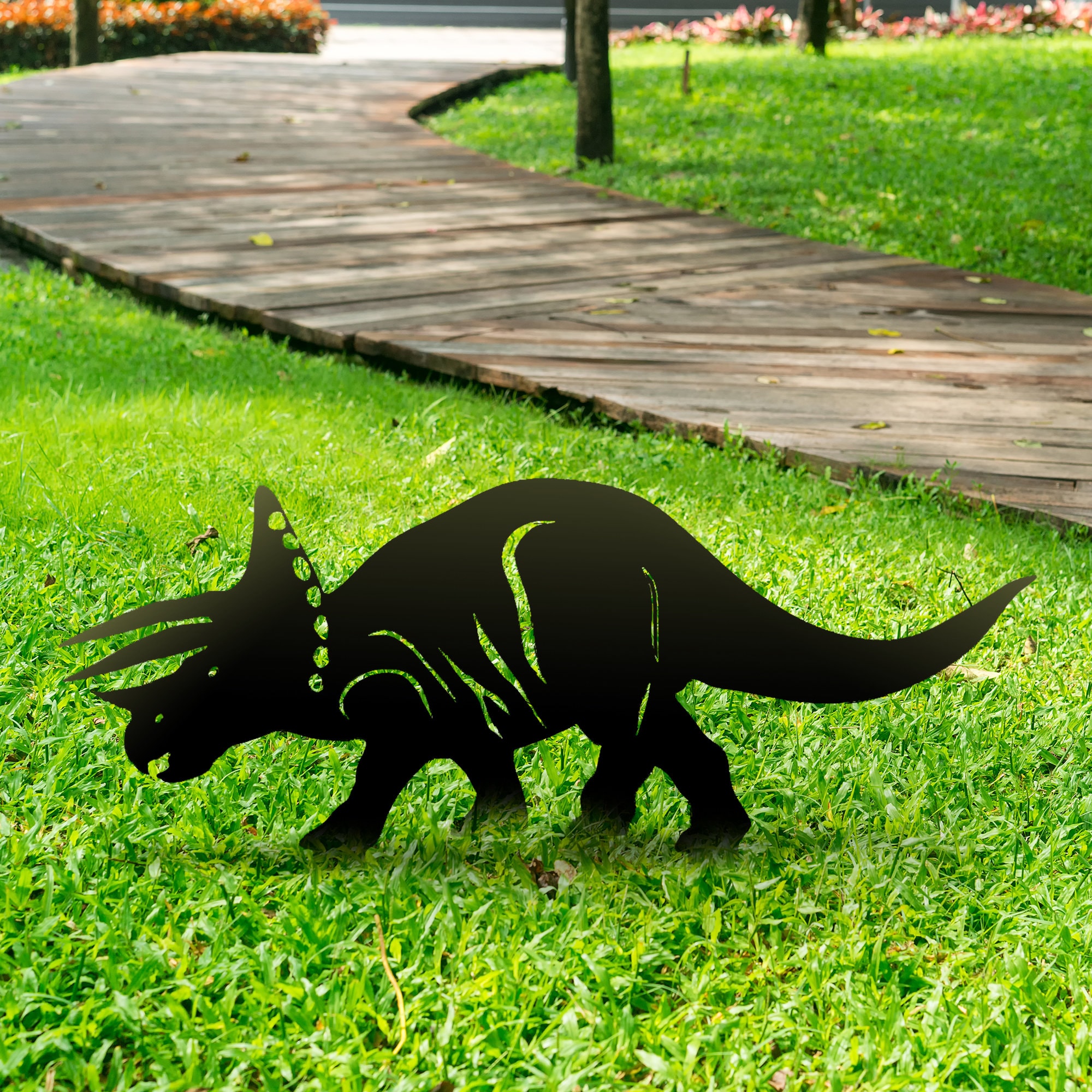 Dinosaur Yard Sculpture Dinosaur Metal Garden Stakes Custom Garden Sign ...