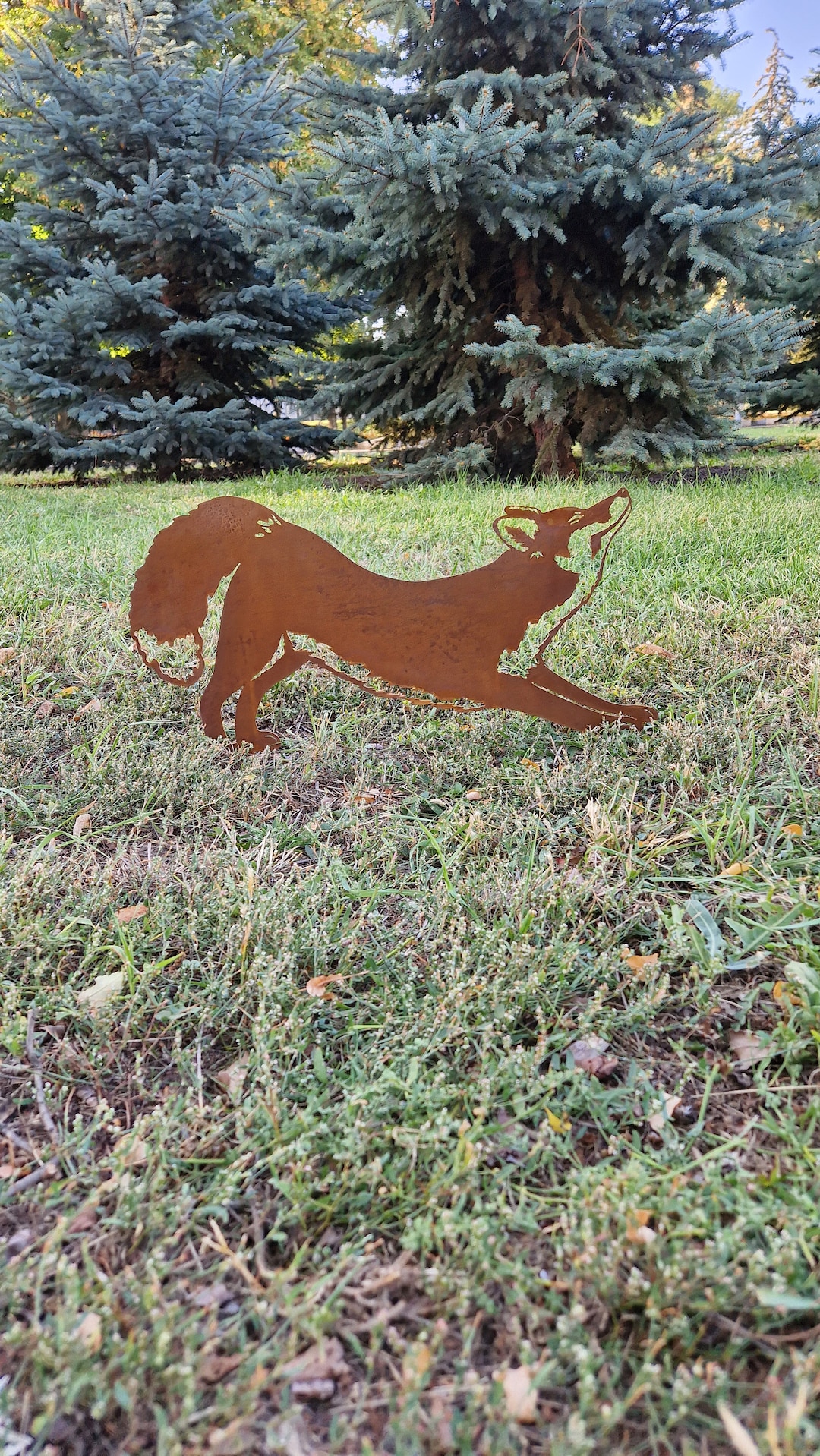 Rustic Metal Fox Garden Sculpture Corten Fox Rusty Metal Fox Yard Decor ...