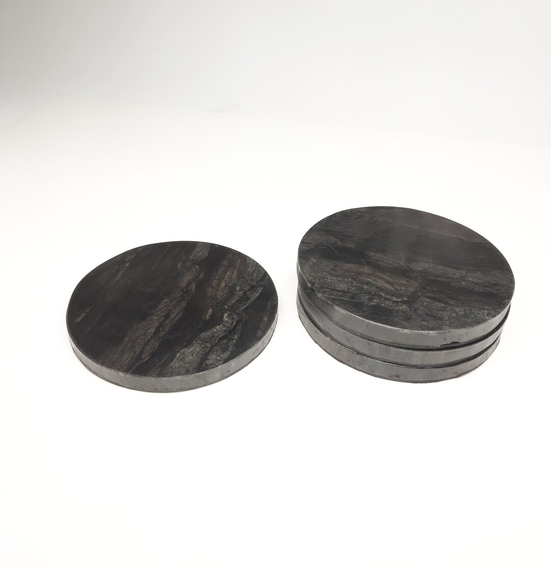 Set of 4, Carrara Coasters. Round Shale Coasters. Shale Roller Coasters ...
