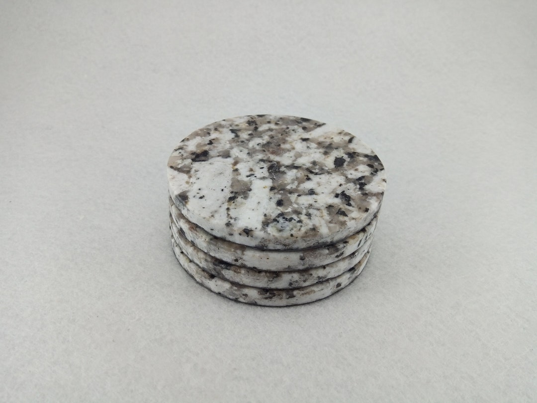 Set of 4, Carrara Coasters. Round Granite Coasters. Granite Coasters ...