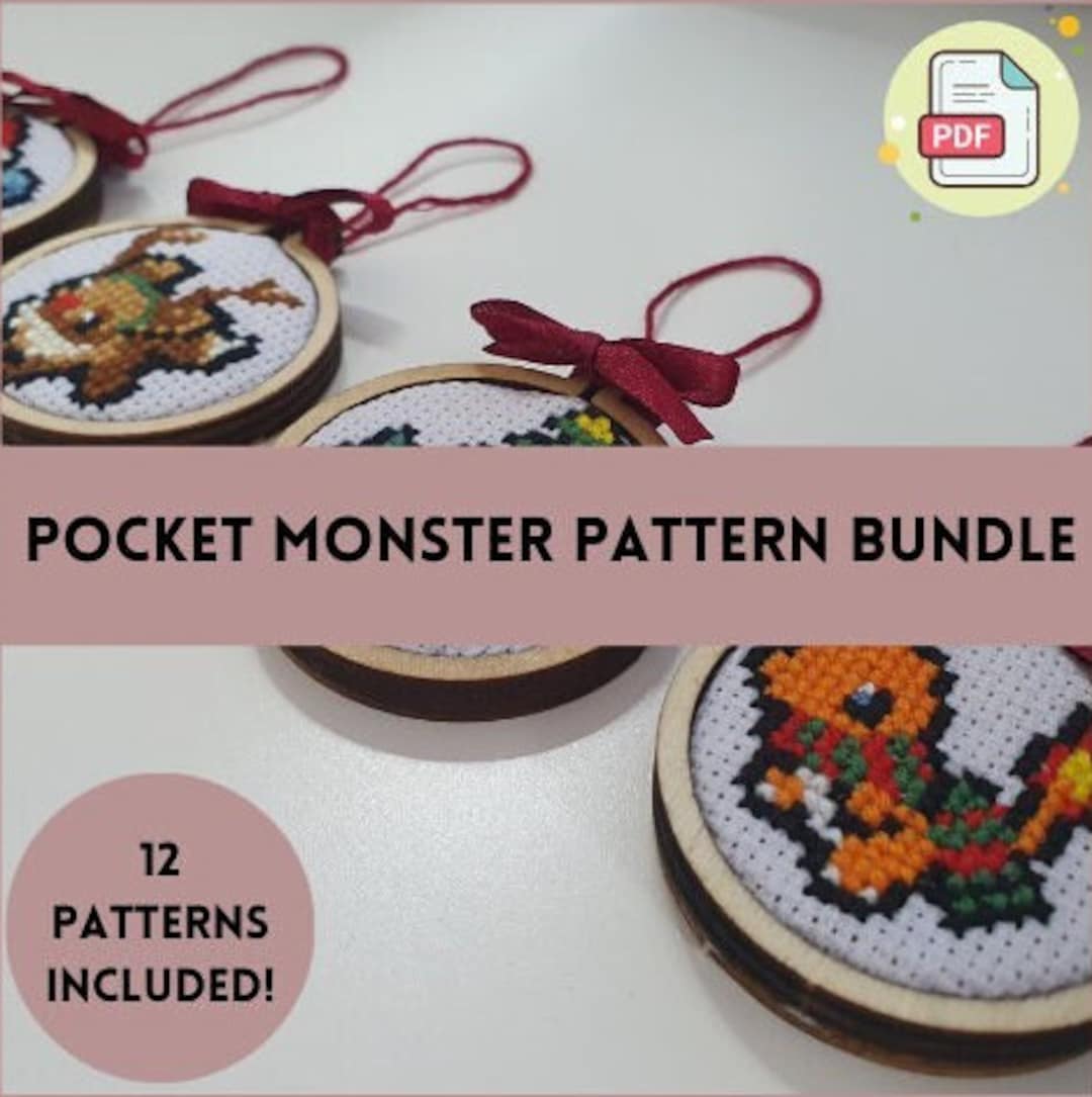 Pocket Monster Cross Stitch Pattern Bundle | 12 Patterns - Etsy