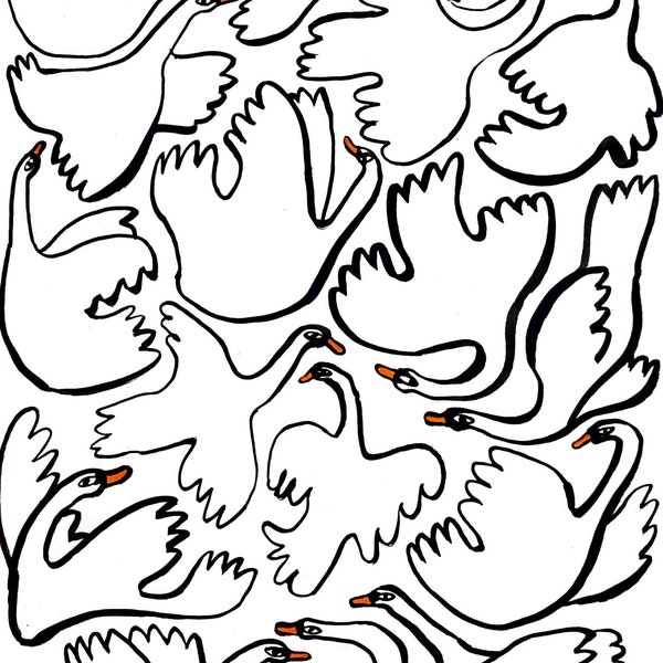 Swan Ink Drawing - Etsy