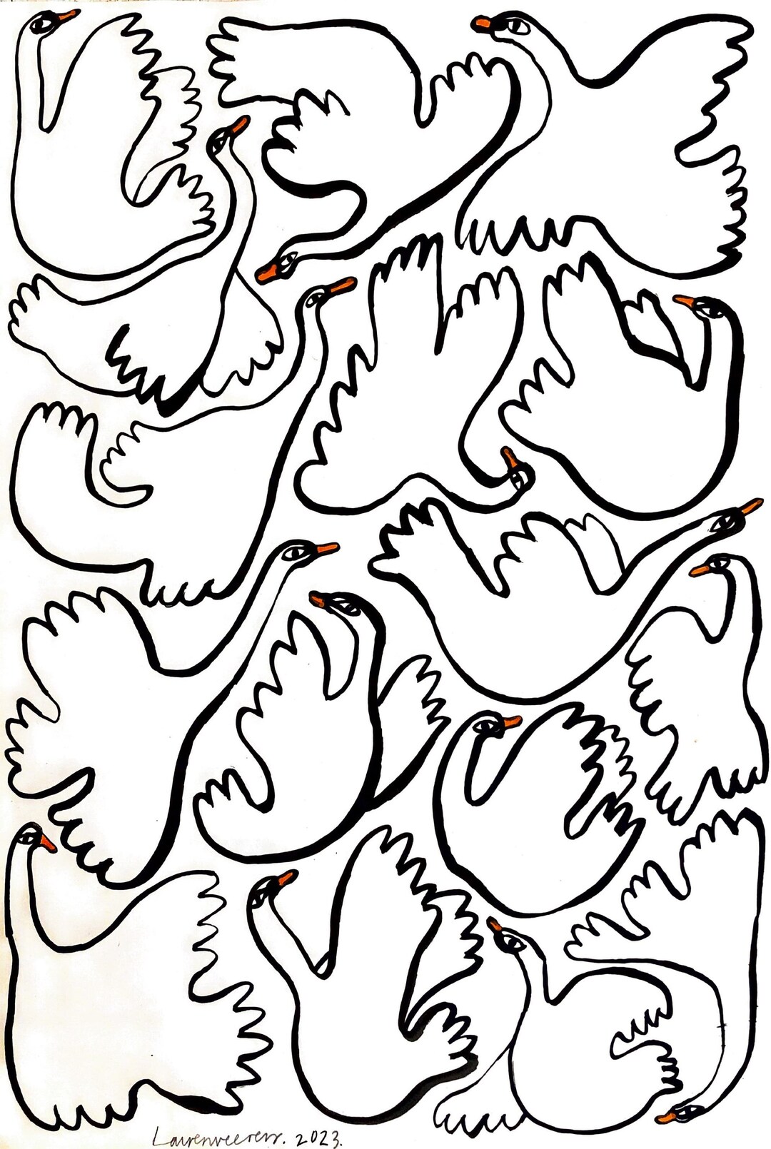 Swans 2 Original Ink Drawing, A3 - Etsy