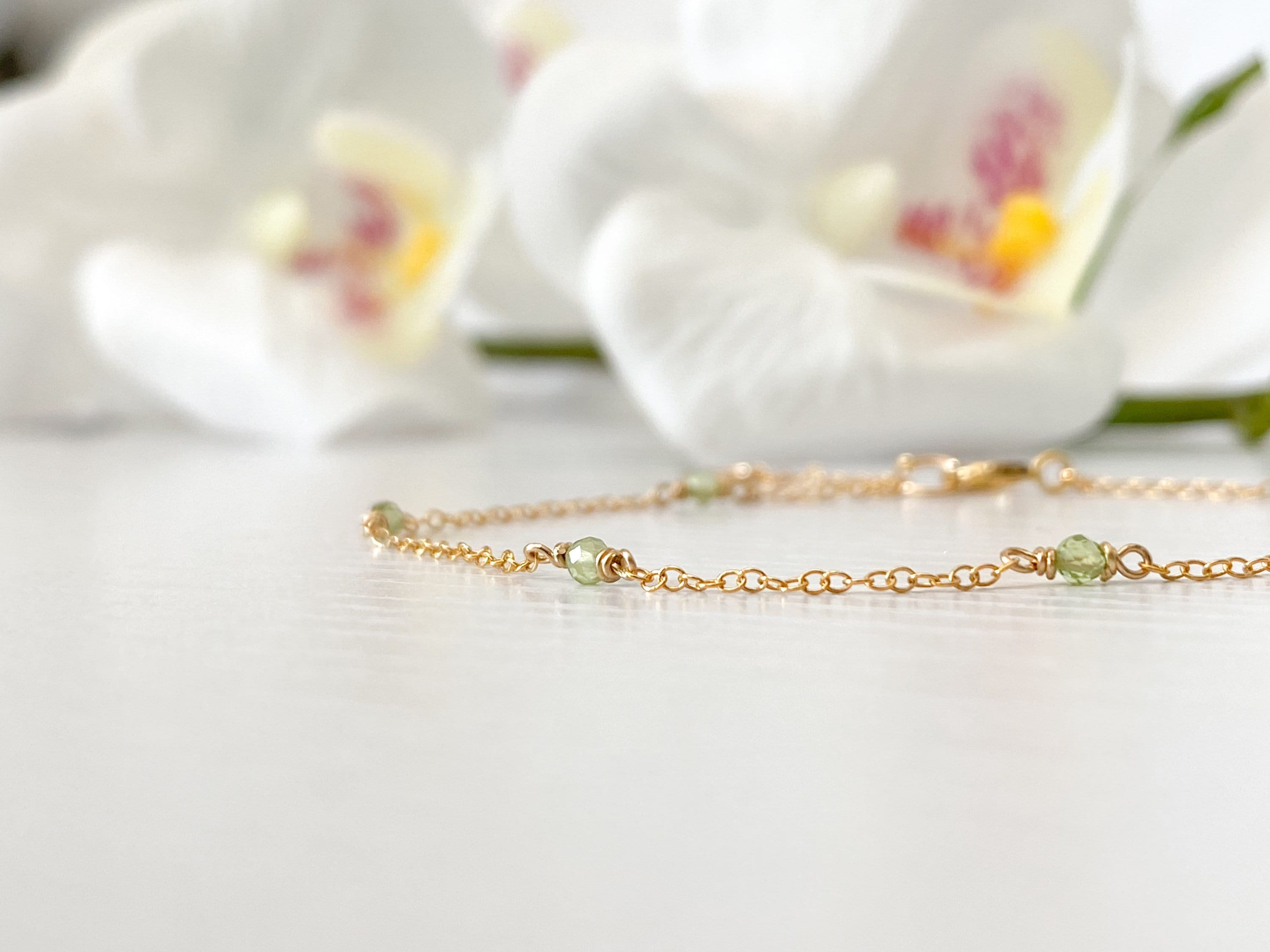 Dainty Peridot Bracelet Delicate Sterling Silver 14k Gold Rose - Etsy