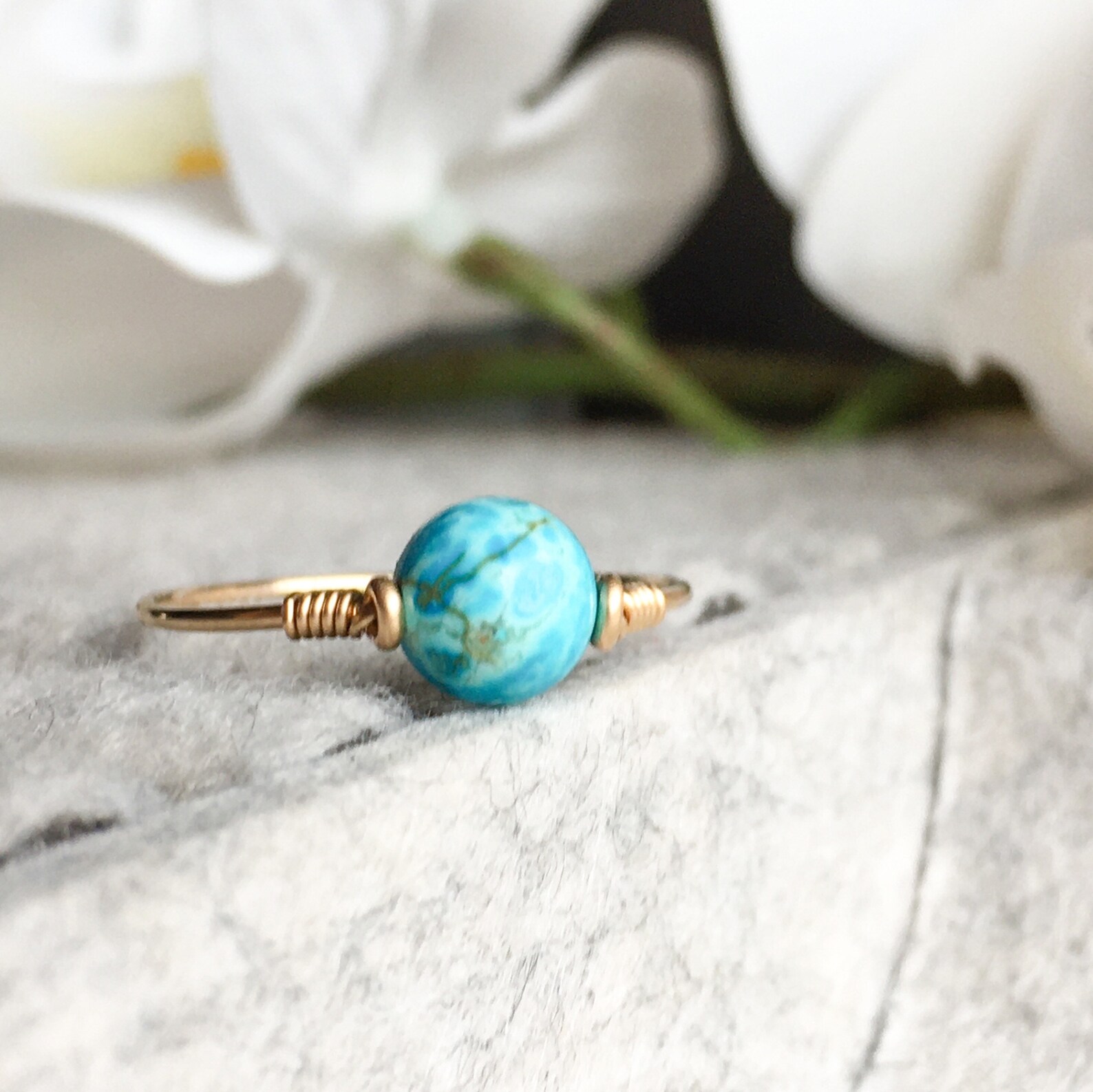 Tiny Turquoise Ring 14K Gold/14k Rose Gold Filled Sterling - Etsy UK