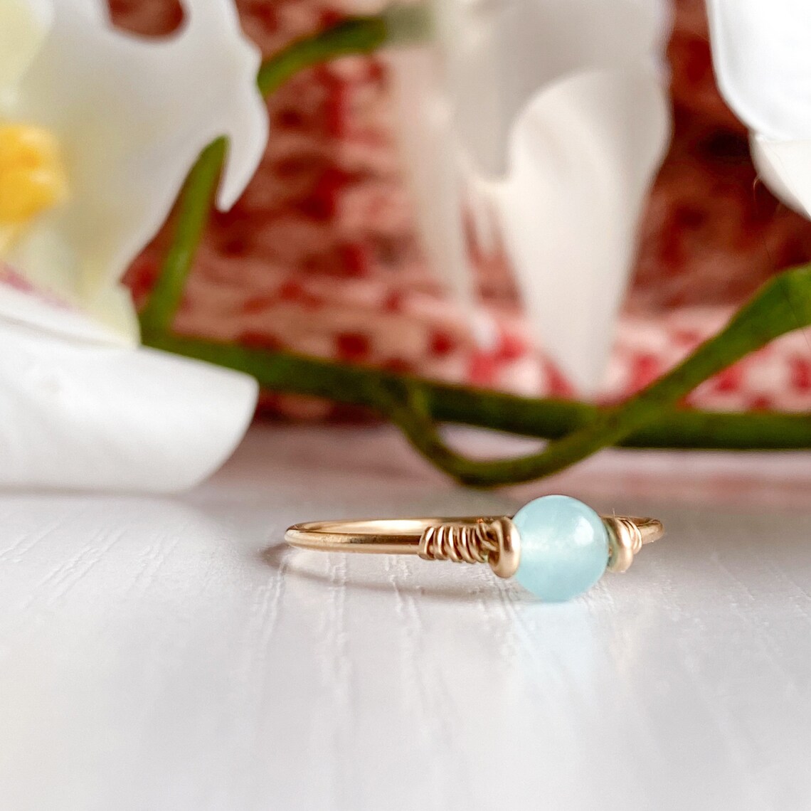 Tiny Blue Jade Ring 14K Gold/rose Gold Filled Sterling Silver - Etsy