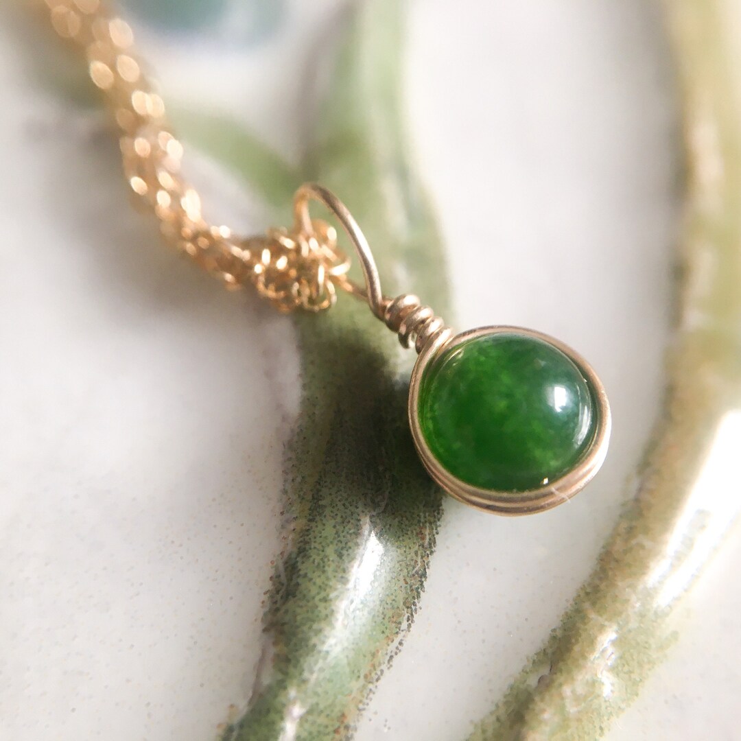 Tiny Jade Necklace, Sterling Silver - 14k Gold/rose Gold, Gemstone ...