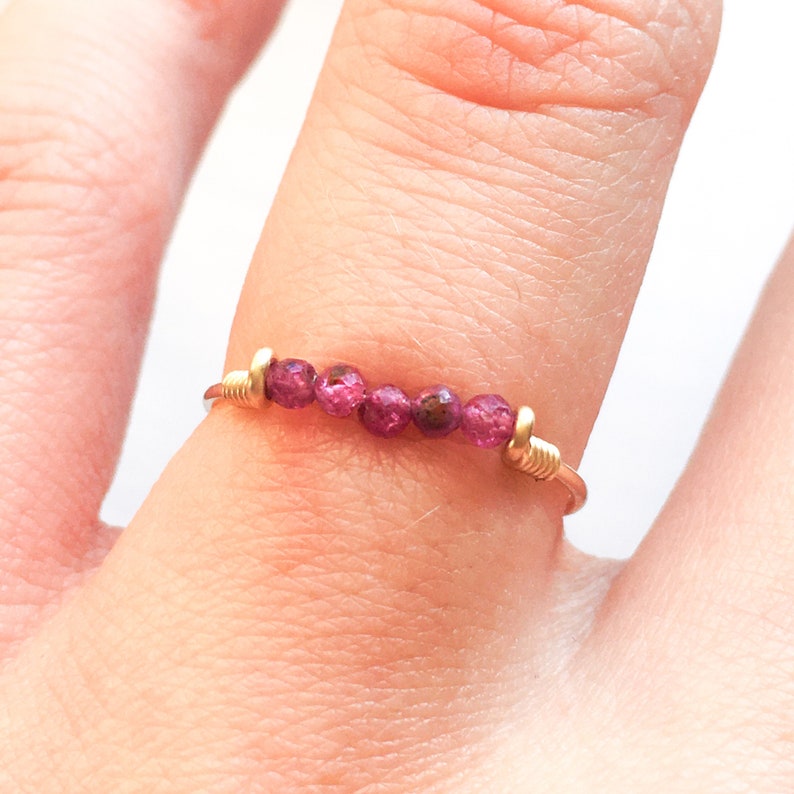Tiny Ruby Ring 14K Gold/rose Gold Filled Sterling Silver Wire - Etsy UK