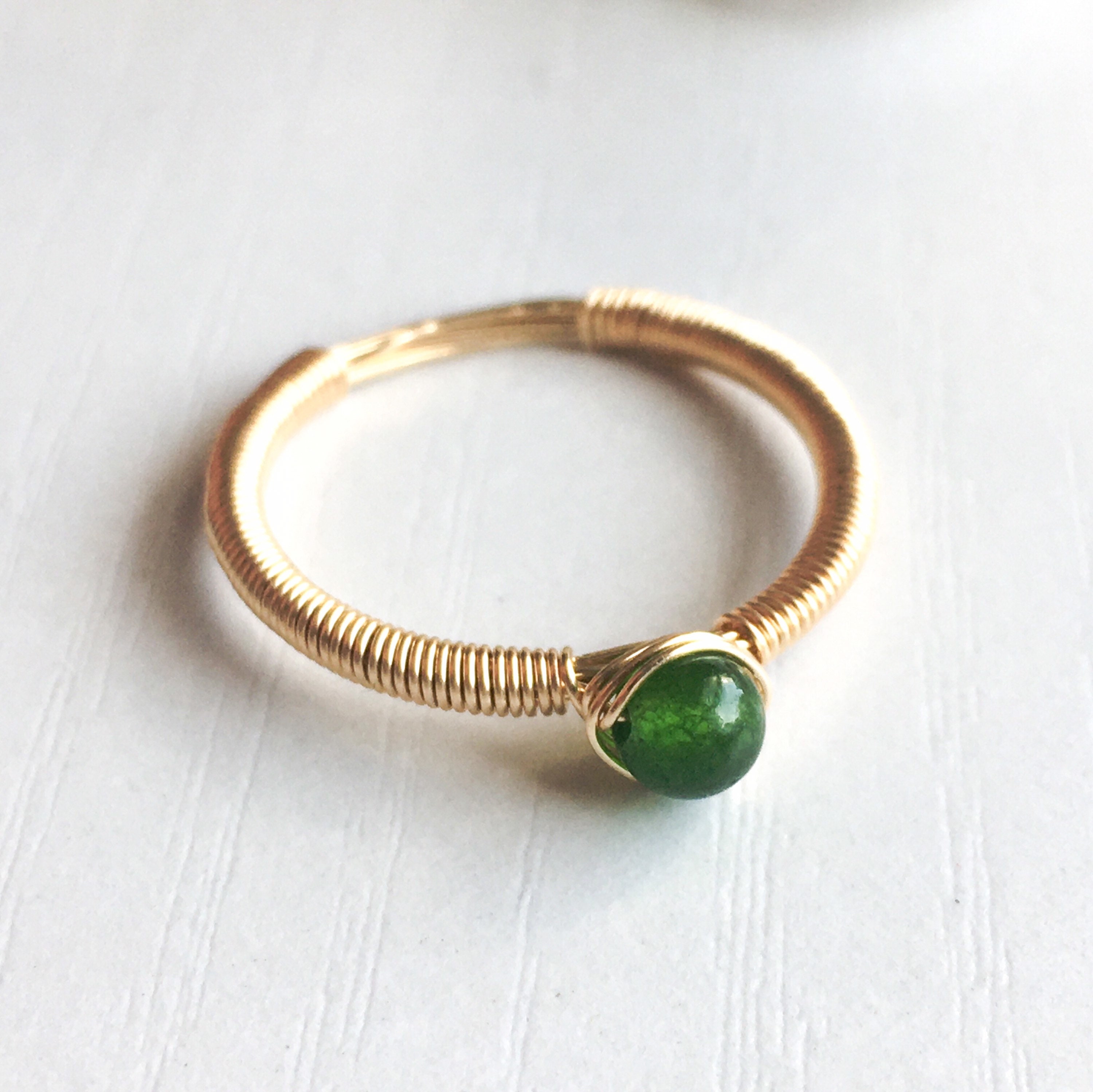 Tiny Jade Ring 14K Gold/rose Gold Filled Sterling Silver Wire Wrapped ...