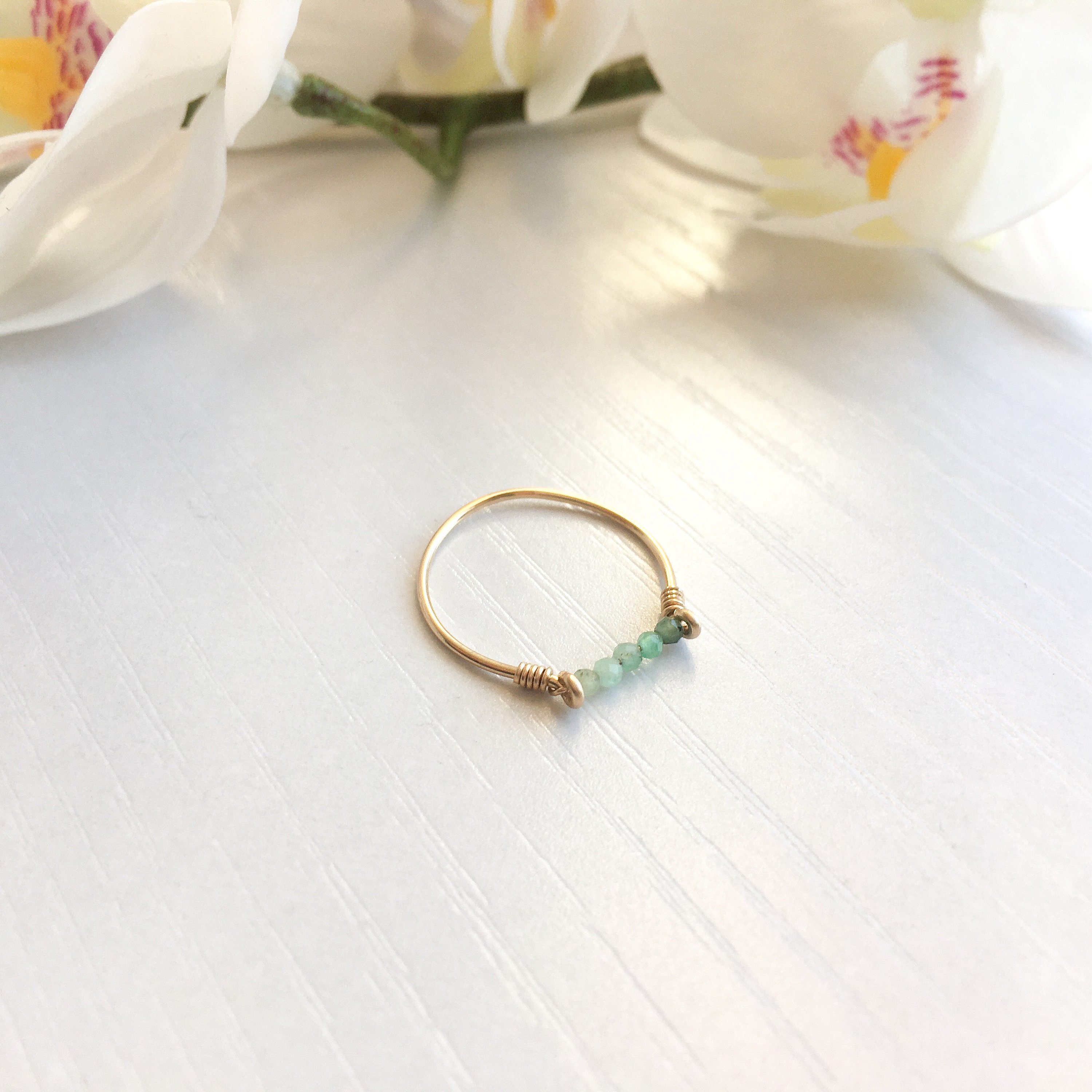 Tiny Emerald Ring 14K Gold/Rose Gold Filled Sterling Silver | Etsy