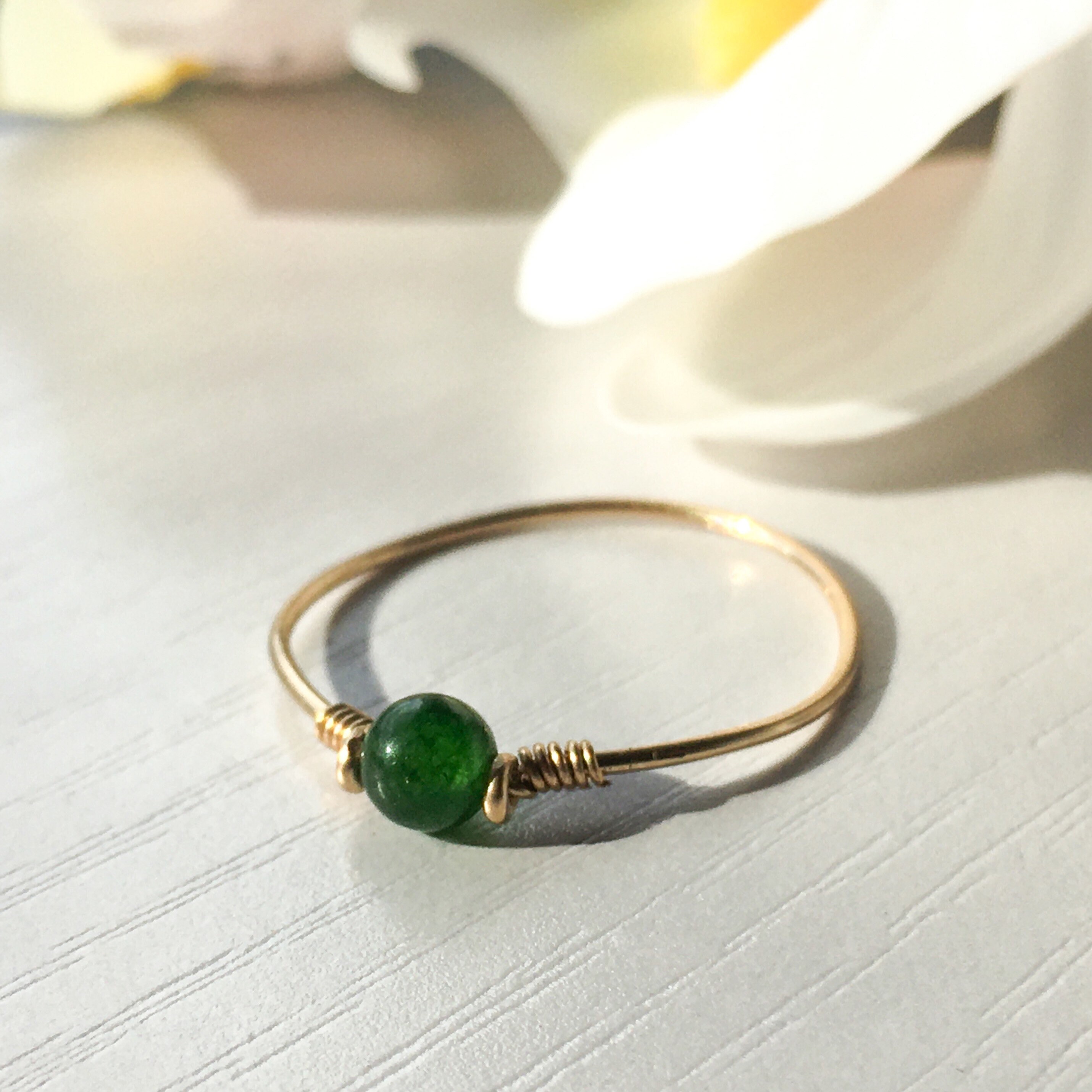 Tiny Jade Ring 14K Gold/rose Gold Filled Sterling Silver Wire | Etsy