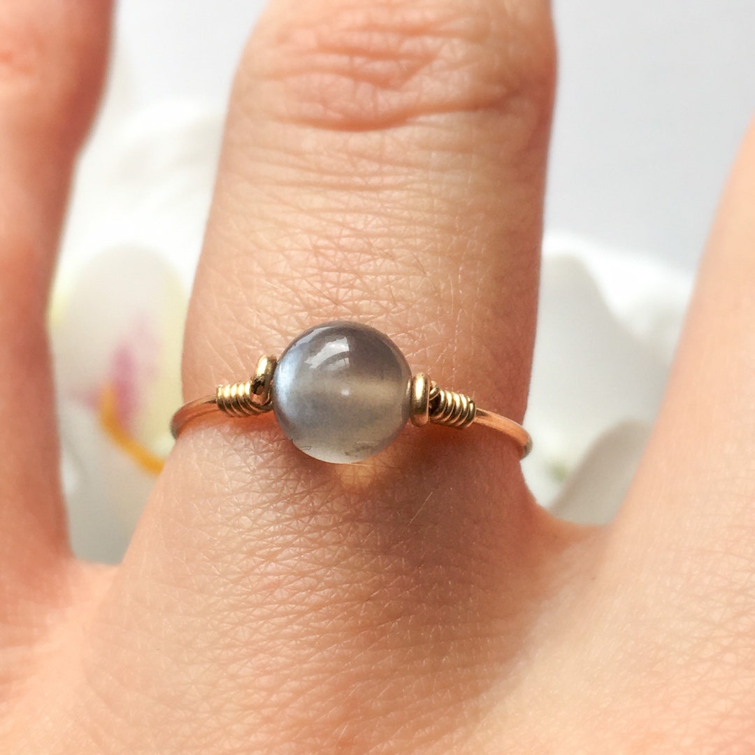 Grey Moonstone Ring 14K Gold/rose Gold Filled Sterling Silver, June ...