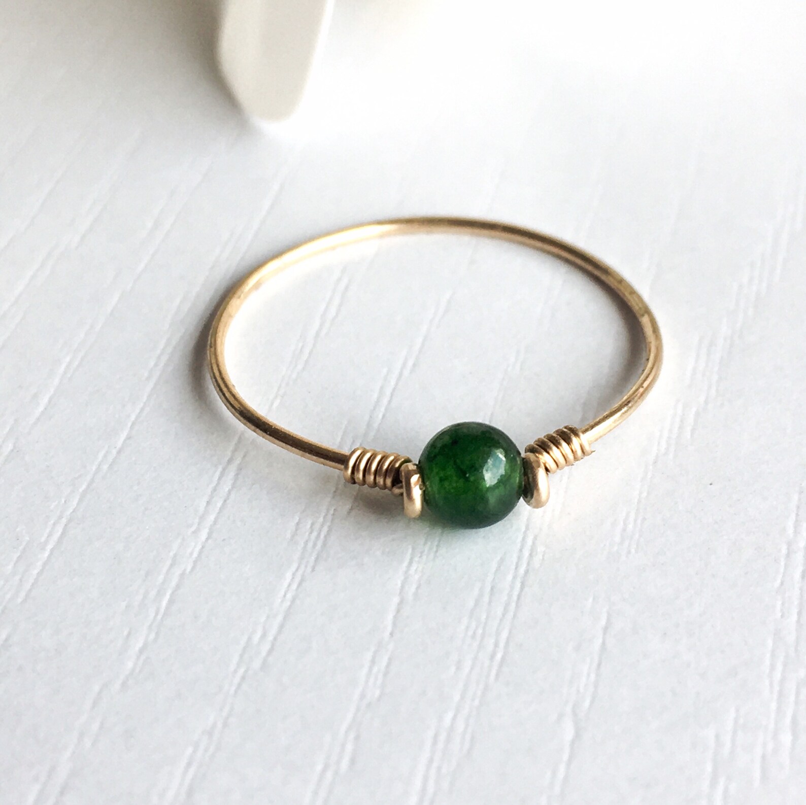 Tiny Jade Ring 14K Gold/rose Gold Filled Sterling Silver Wire | Etsy