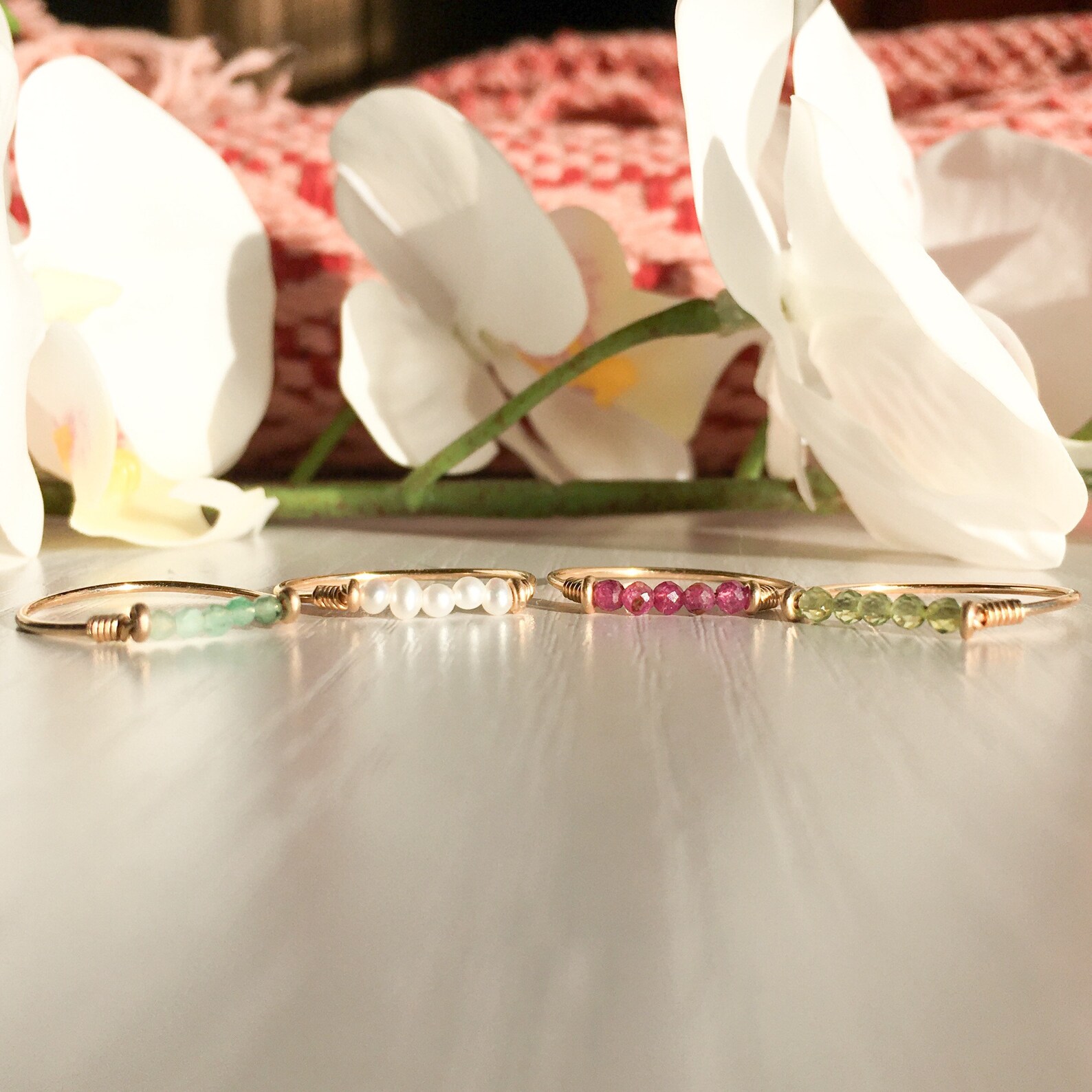 Tiny Pearl Ring 14K Gold/rose Gold Filled Sterling Silver Gemstone Bar ...