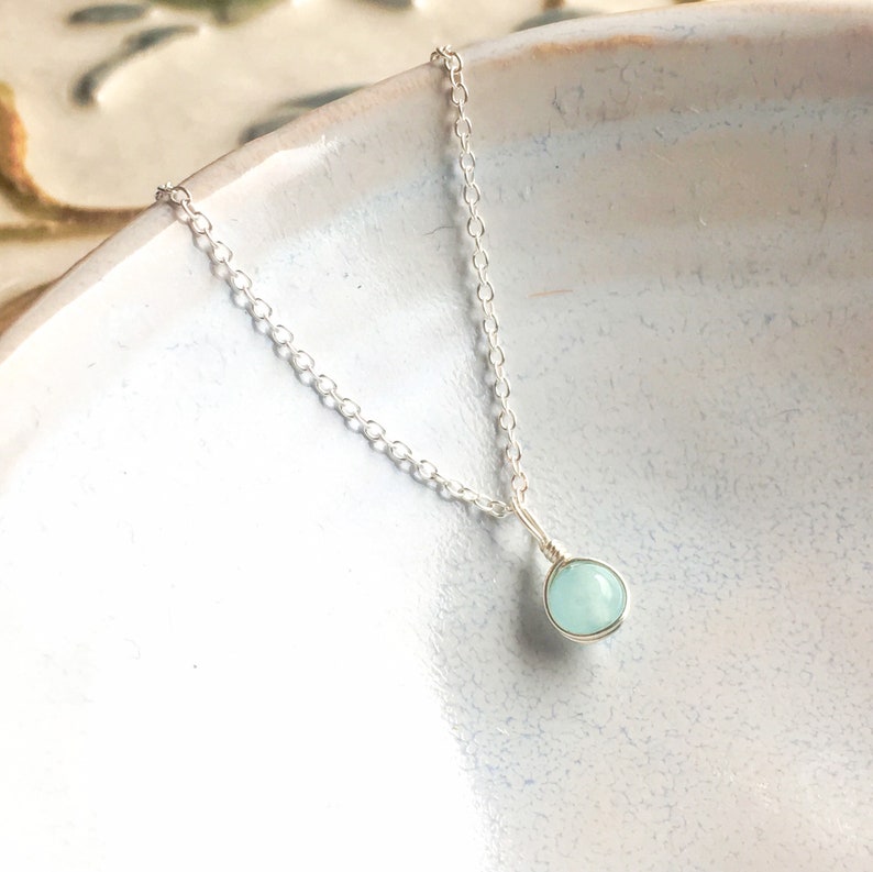 Tiny Jade Necklace, Sterling Silver - 14k Gold/rose Gold, Gemstone ...
