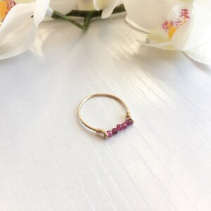 Tiny Ruby Ring 14K Gold/rose Gold Filled Sterling Silver Wire Wrap Pink ...