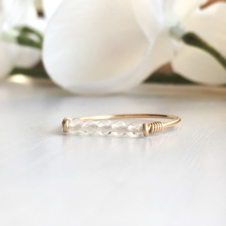 Tiny Clear Quartz Ring 14K Gold/rose Gold Filled Sterling Silver Rock ...