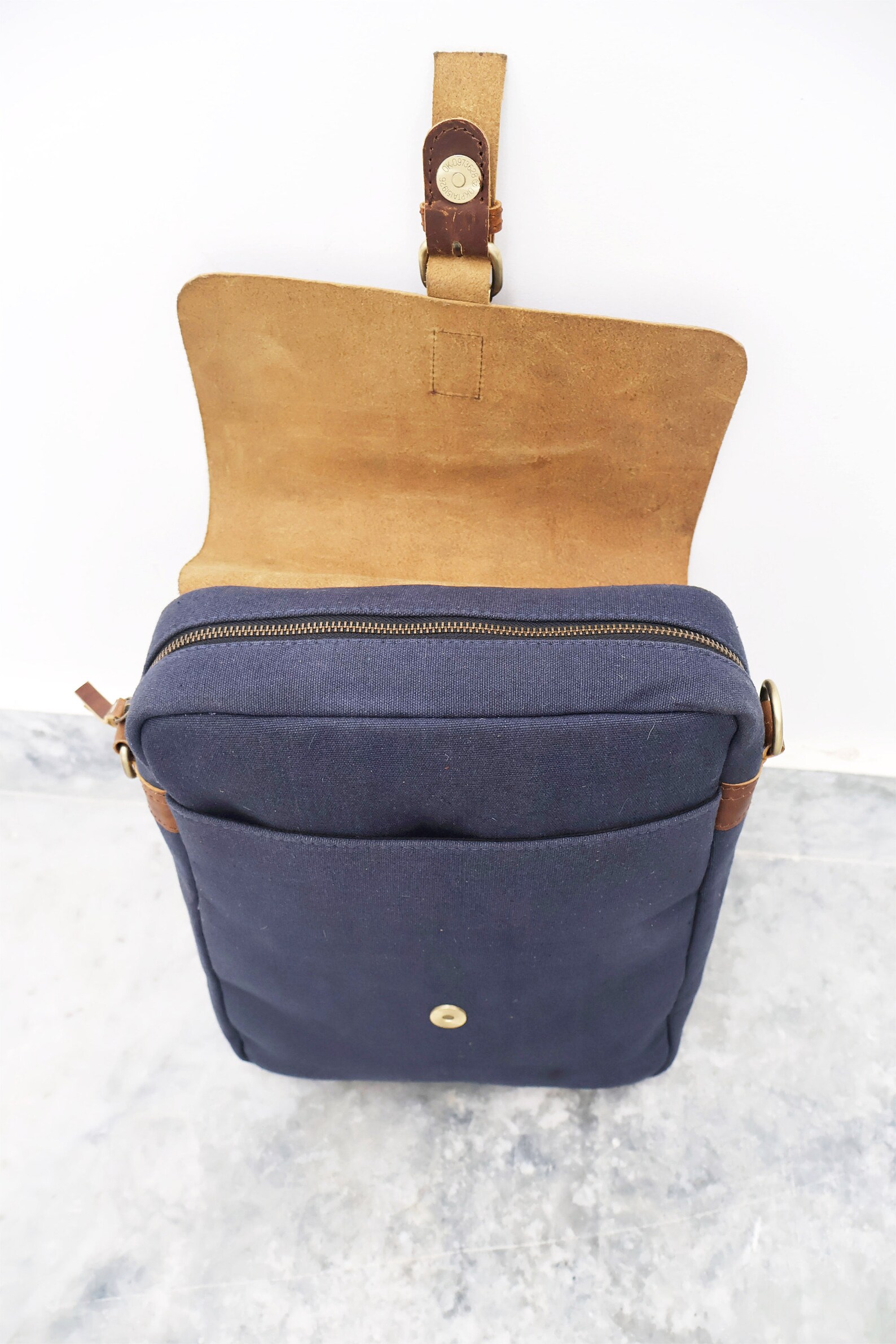 Canvas & Leather Satchel: 13" Buffalo Hide Crossbody Laptop Bag - Etsy