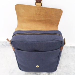 Canvas & Leather Satchel: 13" Buffalo Hide Crossbody Laptop Bag - Etsy