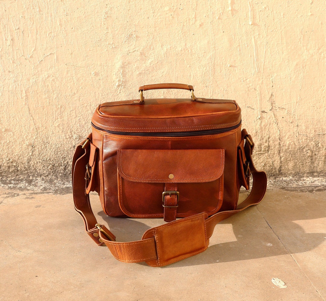 Genuine Leather Camera Bag Leather Messenger Travel Satchel Camera Case ...