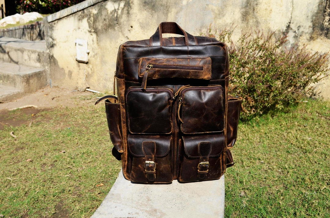 HANDMADE LEATHER BACKPACK Leather Rucksack Laptop Bag Leather Daypack ...
