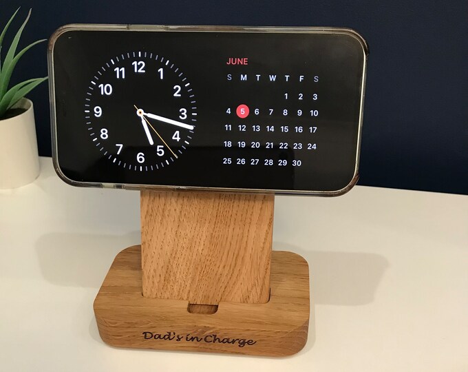 IPhone Magsafe Charging Stand, Solid Oak Docking Station, Tech/bedside ...