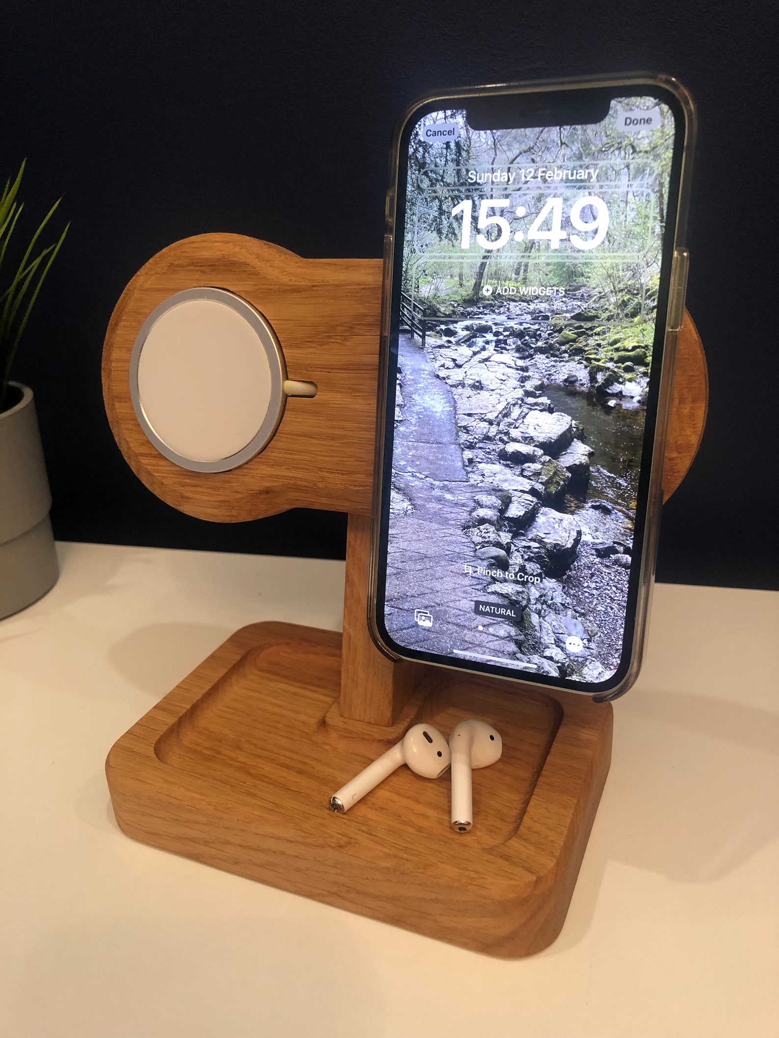 Magsafe Double iPhone Charging Station, Wooden Twin Wireless Dock, Desk ...