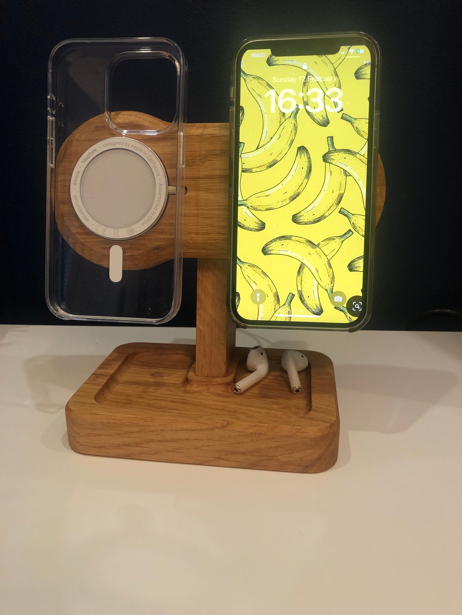 Magsafe Double iPhone Charging Station, Wooden Twin Wireless Dock, Desk ...