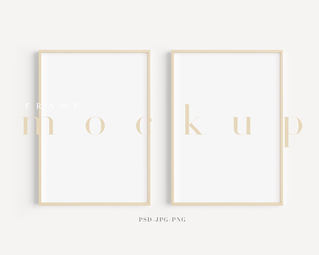 Modern Ivory Frame Mockup Set: Thin Wood Portrait (PSD, PNG, JPG) - Etsy