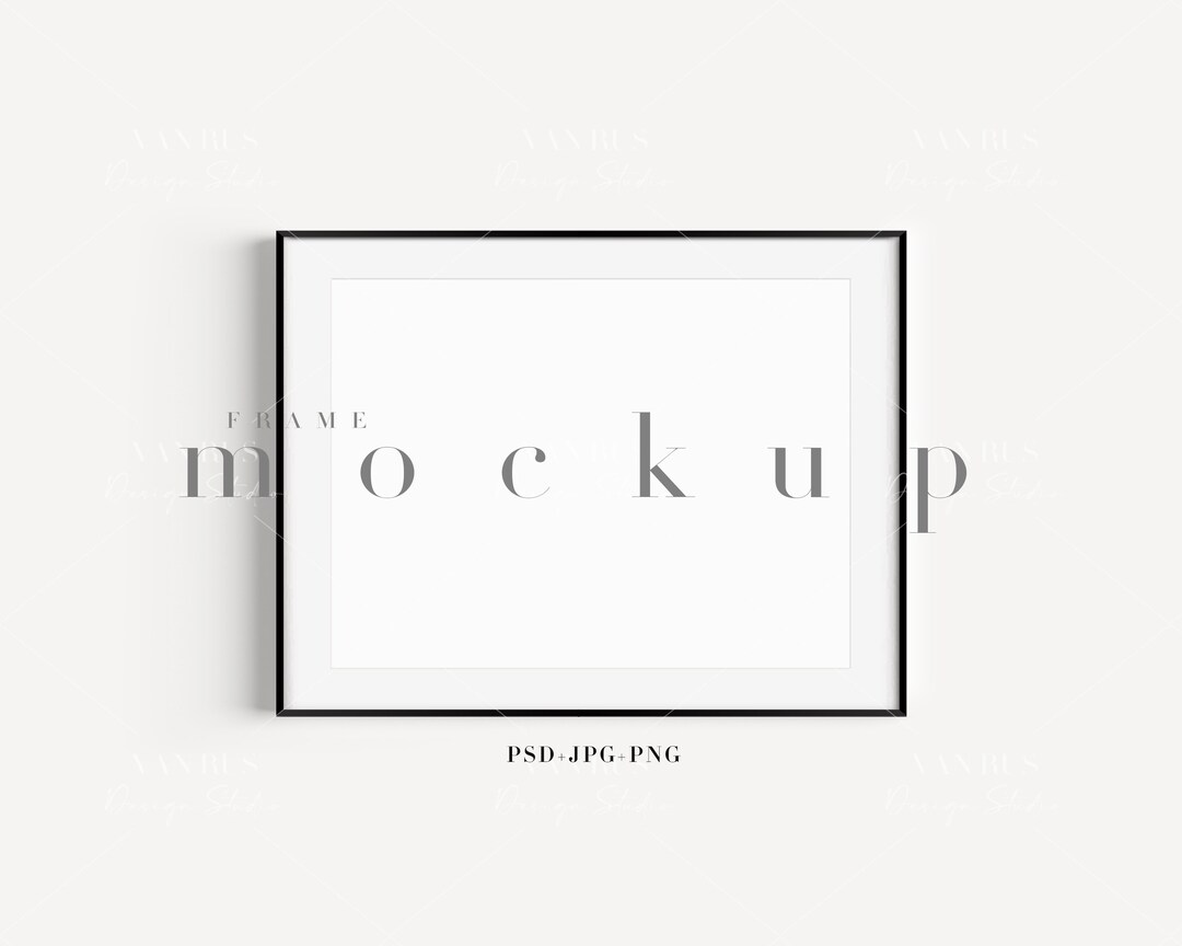 30x40 Thin Frame Mockup/ Modern Digital Mockup/simple Black Horizontal ...
