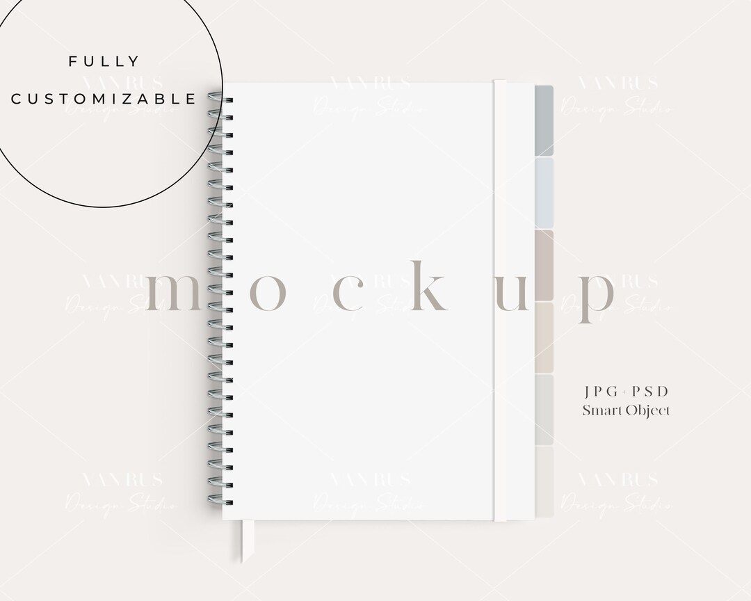 Spiral Notebook Mockup: 5x7 Customizable Journal Template (PSD Smart ...