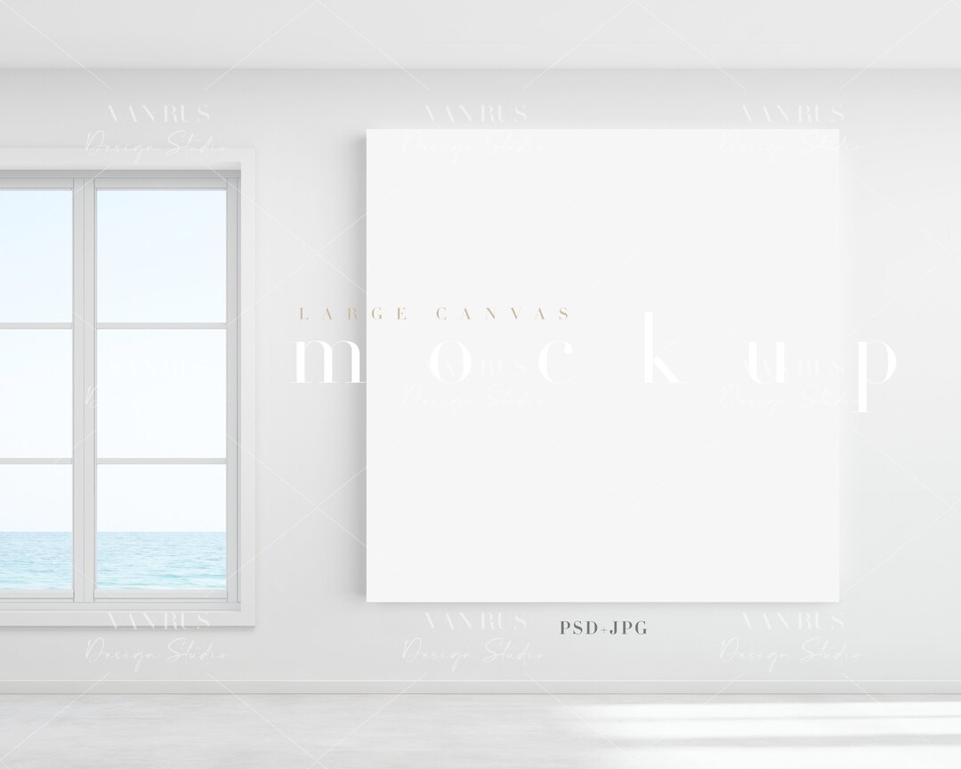 Square Canvas Mockup: White Interior, Beach House Design (JPG PSD) - Etsy