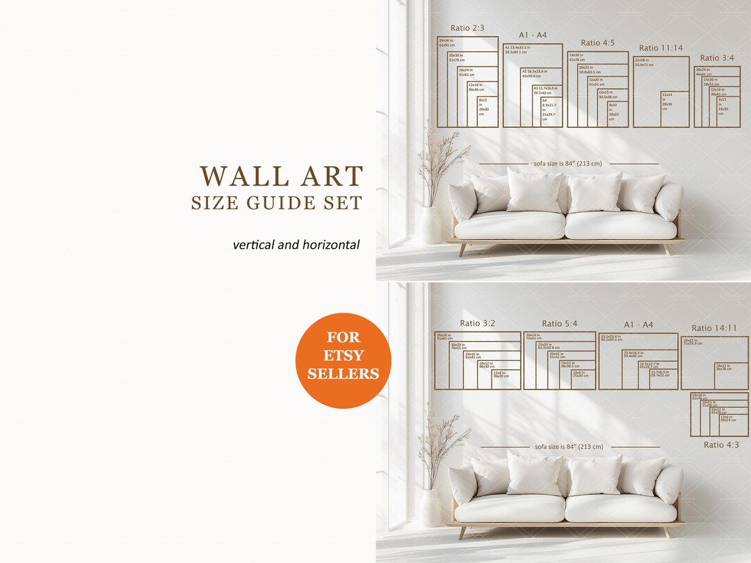 Etsy Shop Size Guide: Wall Art Display Mockup (JPG Digital Download ...