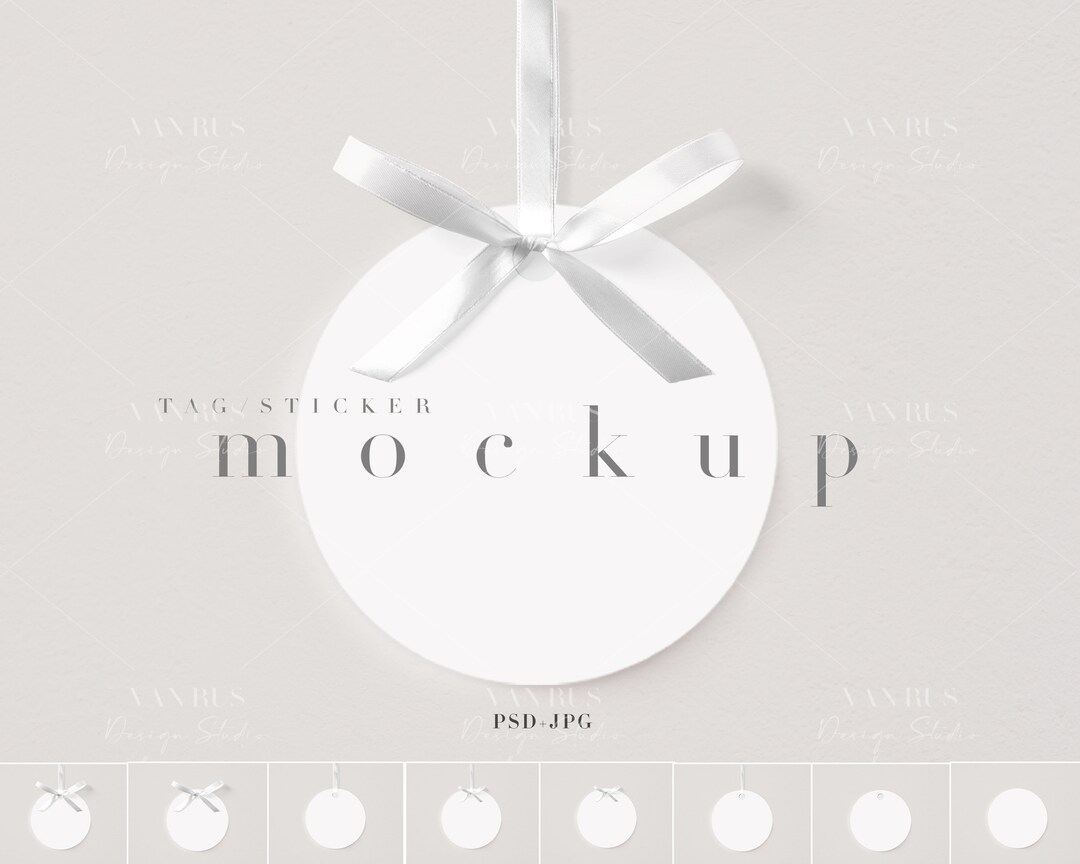 Round Tag Mockup Bundle: Gift Sticker, Favor Tag (JPG, PSD) - Etsy