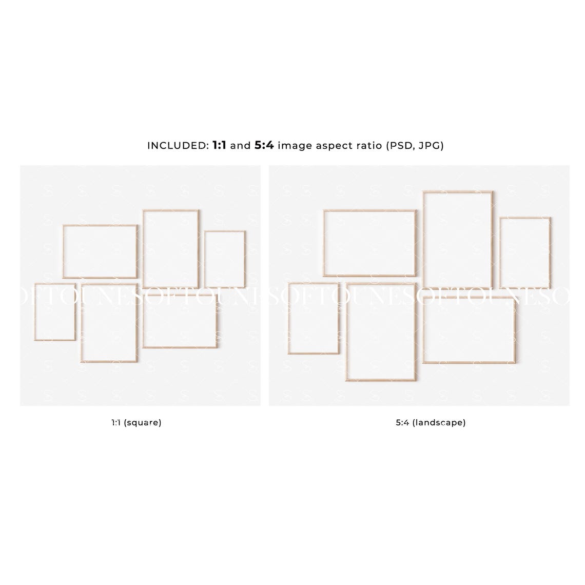 Wood Frame Gallery Wall Mockup: 6 Frames Art Display (PNG JPG PSD) - Etsy
