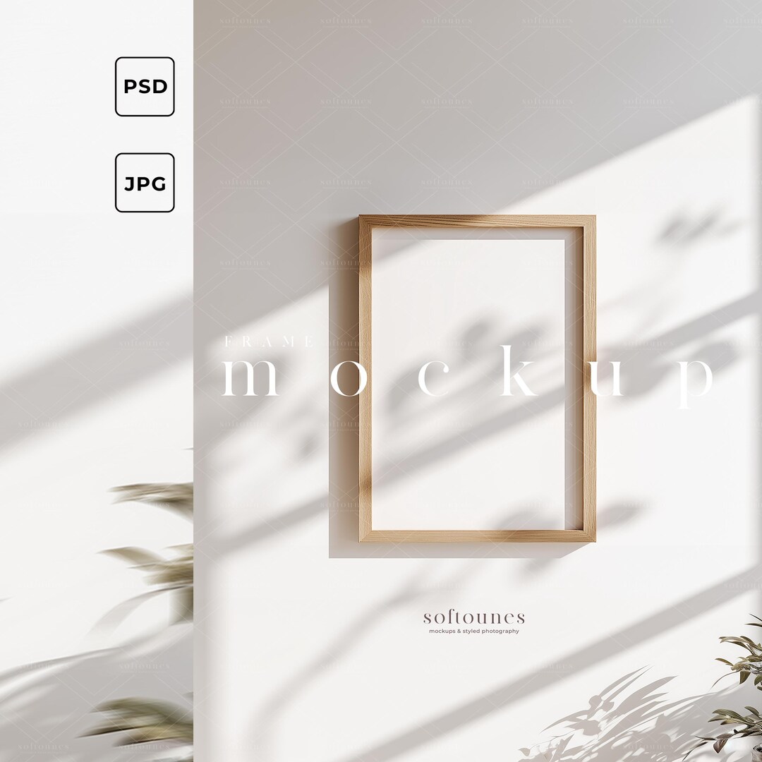 A4 Oak Frame Mockup: Modern Art Display (JPG PSD Digital Download ...