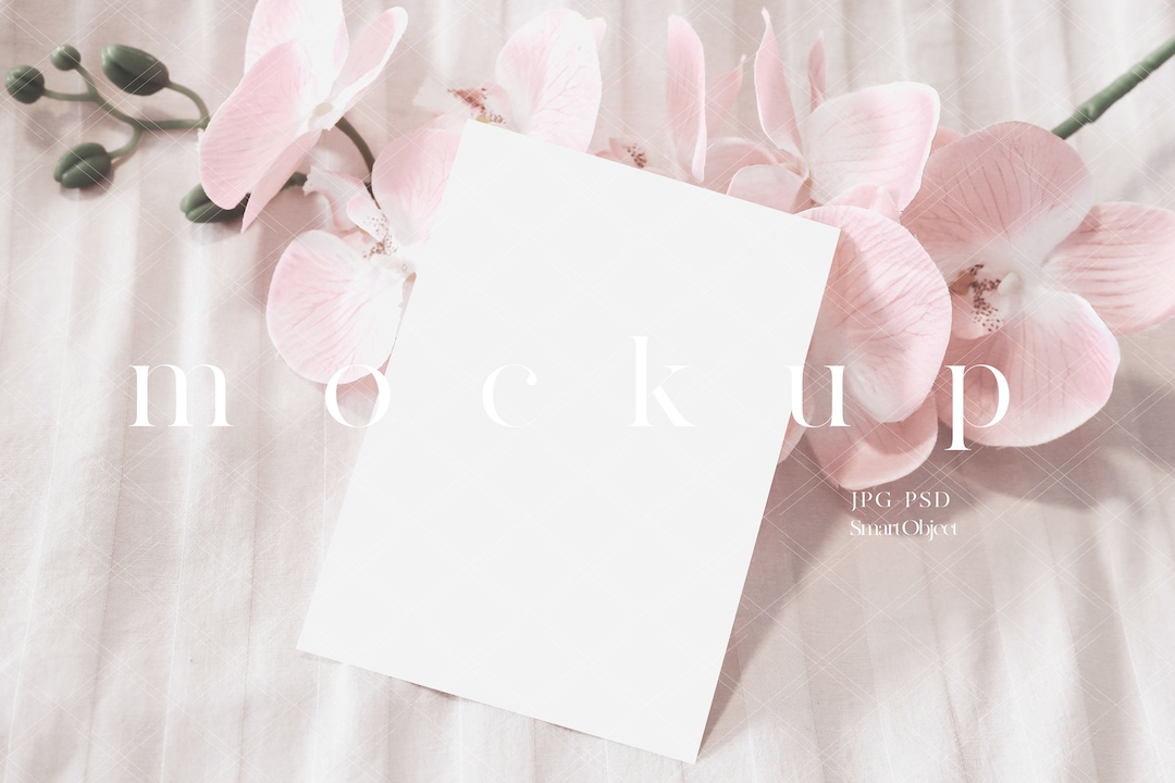 5x7 Spring Card Mockup: Pink Floral, JPG PSD (digital Download) - Etsy