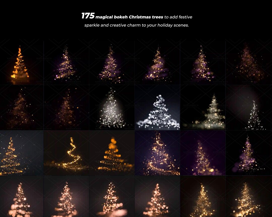 Bokeh Christmas Trees Overlays -big Bundle of 175 PNG - Etsy